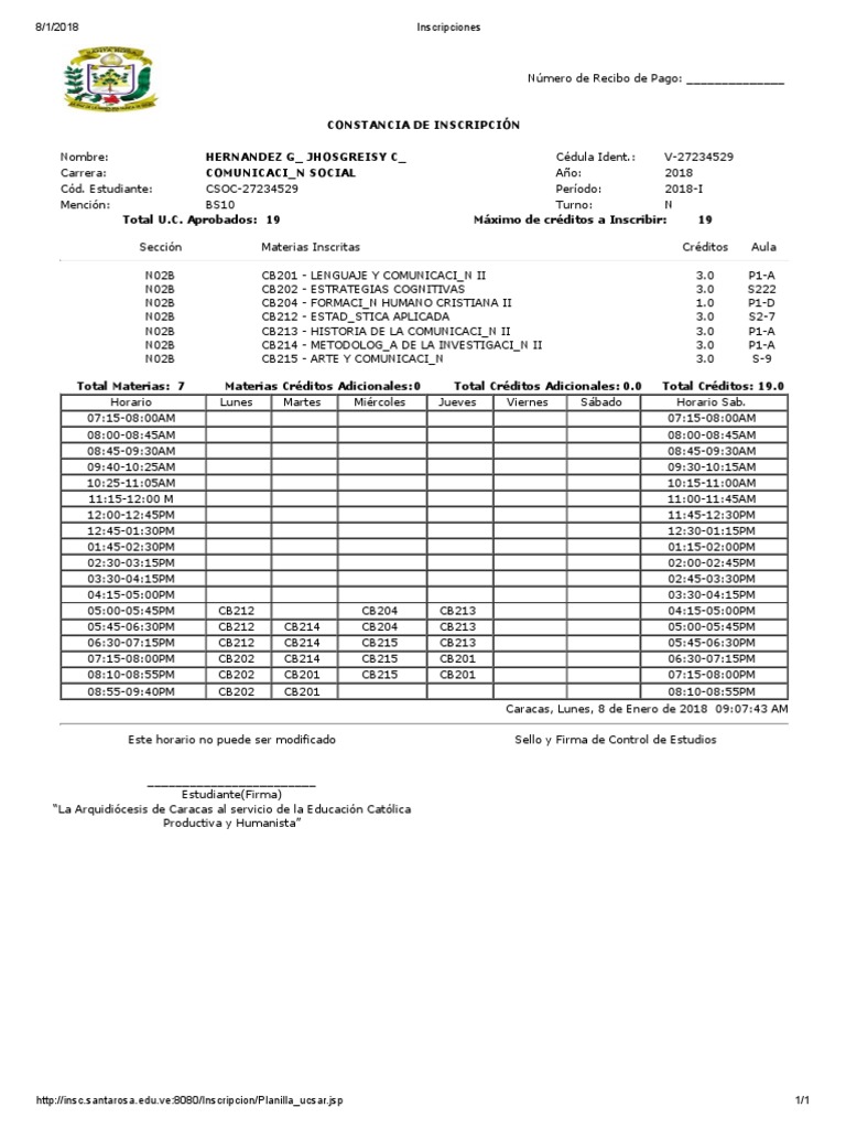 Ucsar Inscripcion | PDF