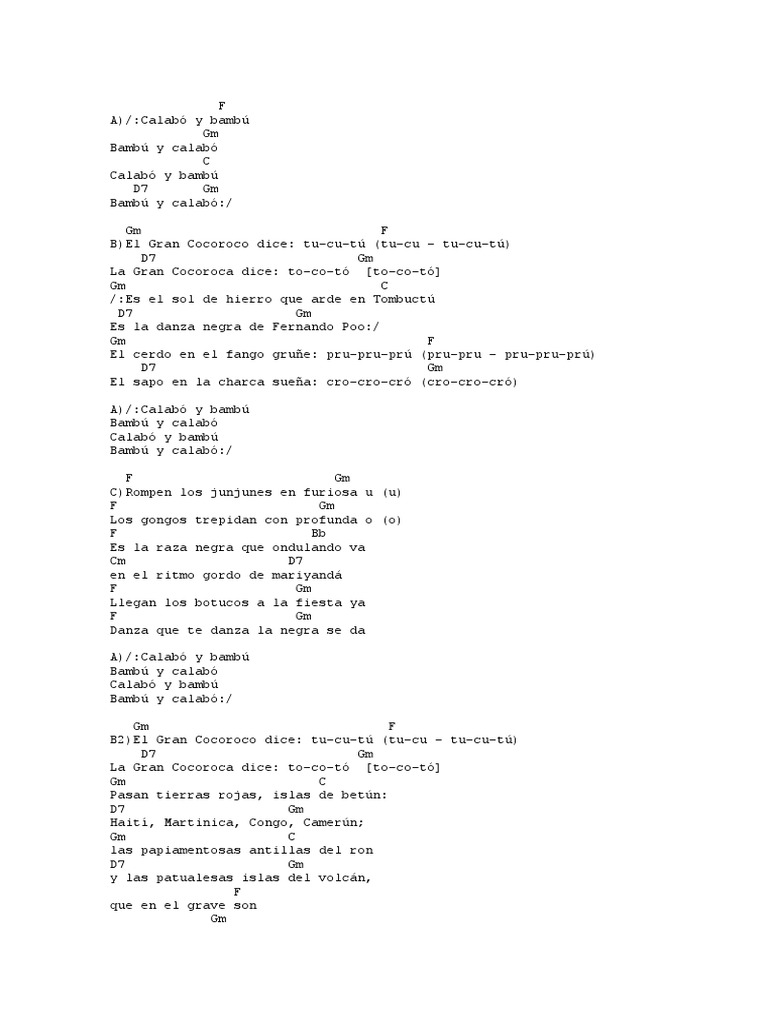 Calabó y Bambú: Poema y Canción | PDF