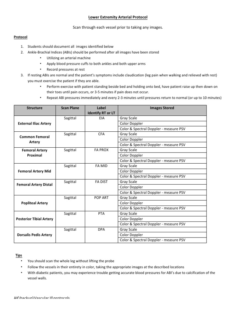 lower extremity arterial protocol 14 pdf | Medical Ultrasound | Angiology