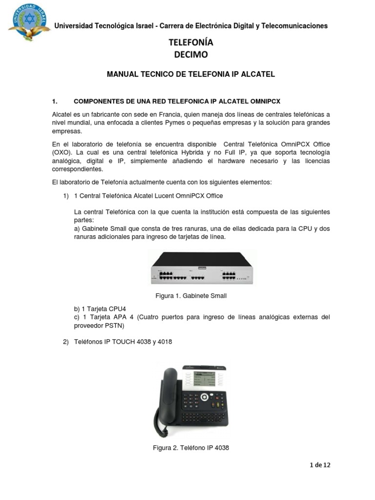 Manual Telefonica Alcatel | PDF | Central telefónica | Dirección IP