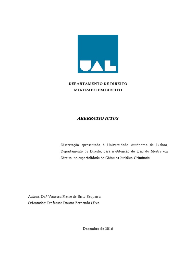 Aberratio Ictus PDF | PDF | Intenção (Direito Penal) | Direito Penal