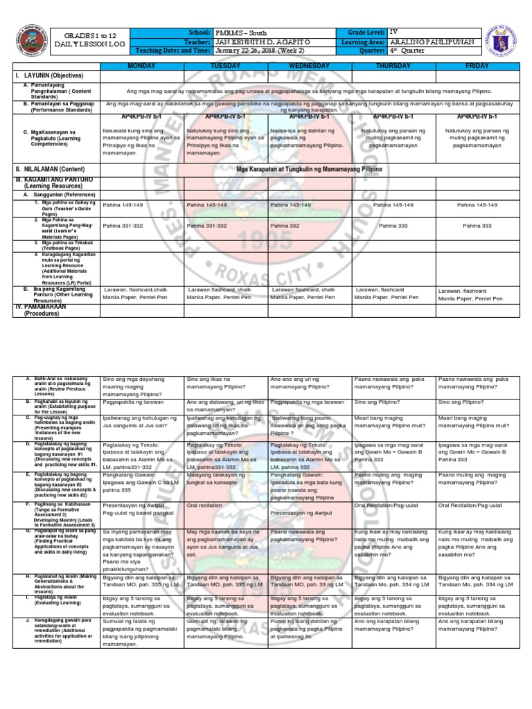 DLL Ap 4 - Q4 W2 | PDF