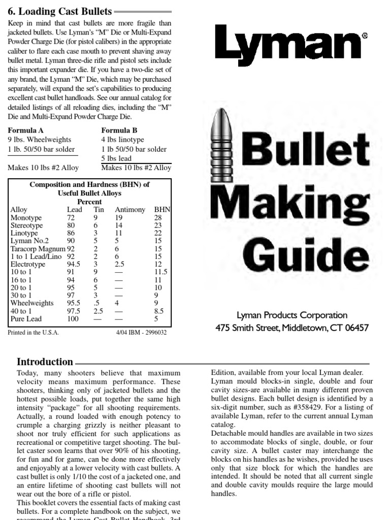 Bullet Making Guide | PDF | Bullet | Lead