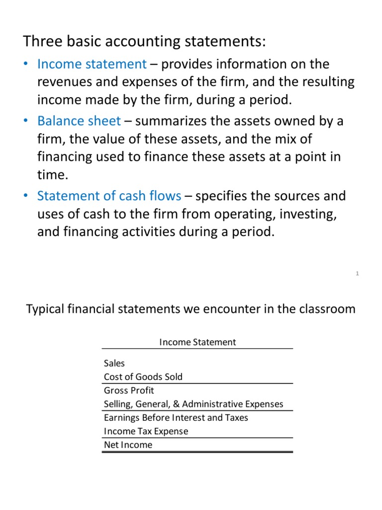 Three Basic Accounting Statements:: - Income Statement | PDF | Equity ...