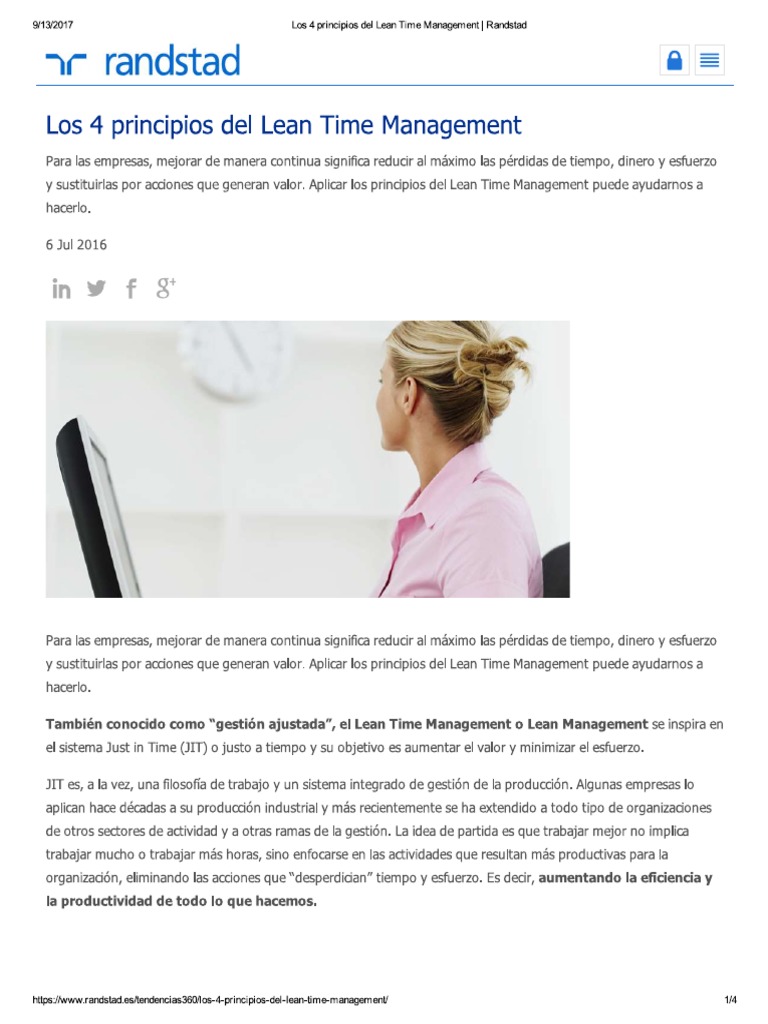 Los 4 Principios Del Lean Time Management - Randstad | PDF