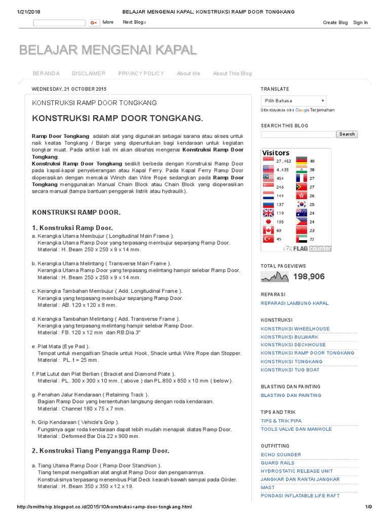 Konstruksi Ramp Door Tongkang | PDF