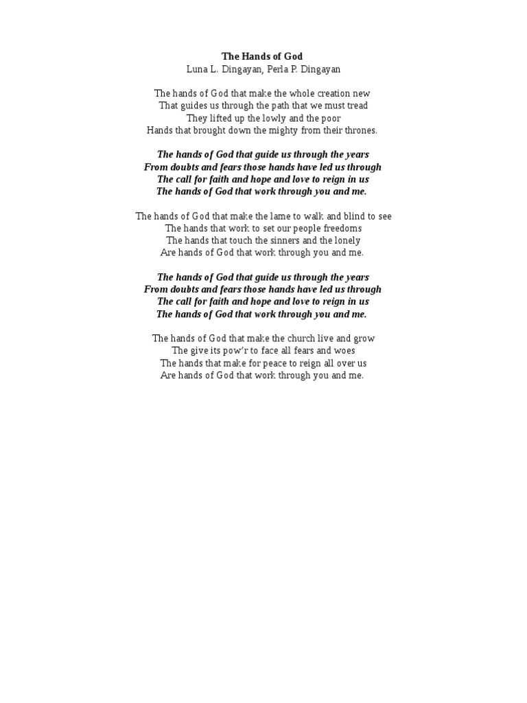 The Hands of God Lyrics | PDF