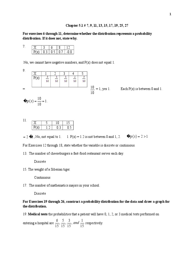 Probability Distribution Exercises | PDF | Variance | Standard Deviation