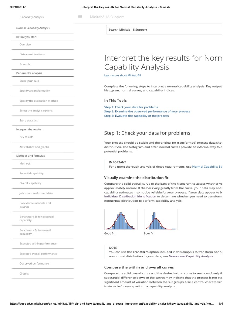 Interpret The Key Results For Normal Capability Analysis - Minitab | PDF | Histogram | Normal ...
