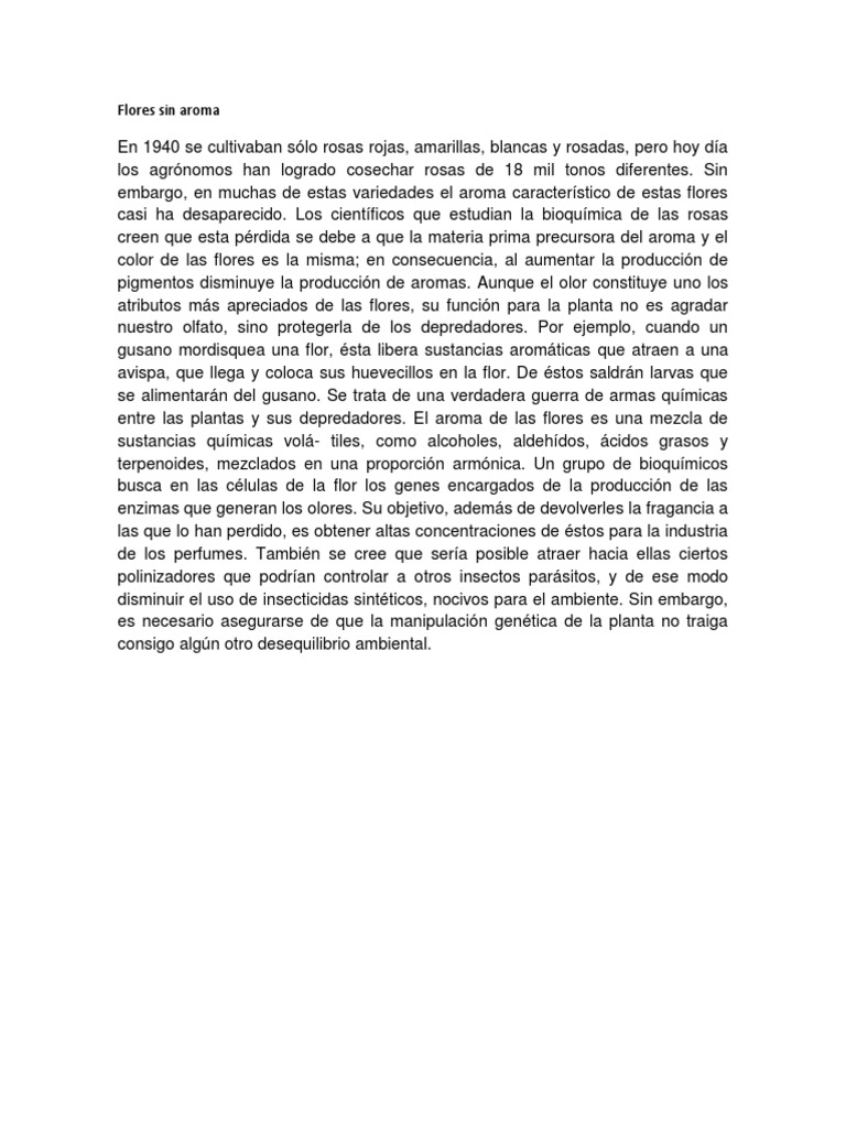 Pérdida de aroma en flores modernas | PDF | Flores | Olfato