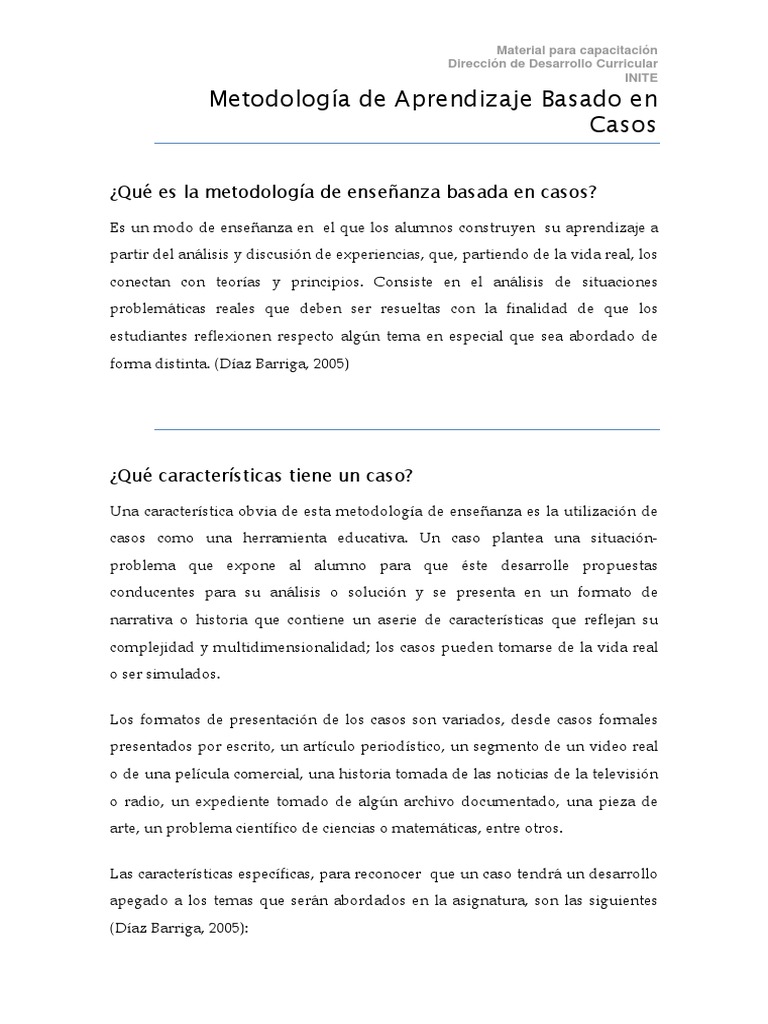 Aprendizaje Basado en Casos | PDF | Toma de decisiones | Maestros
