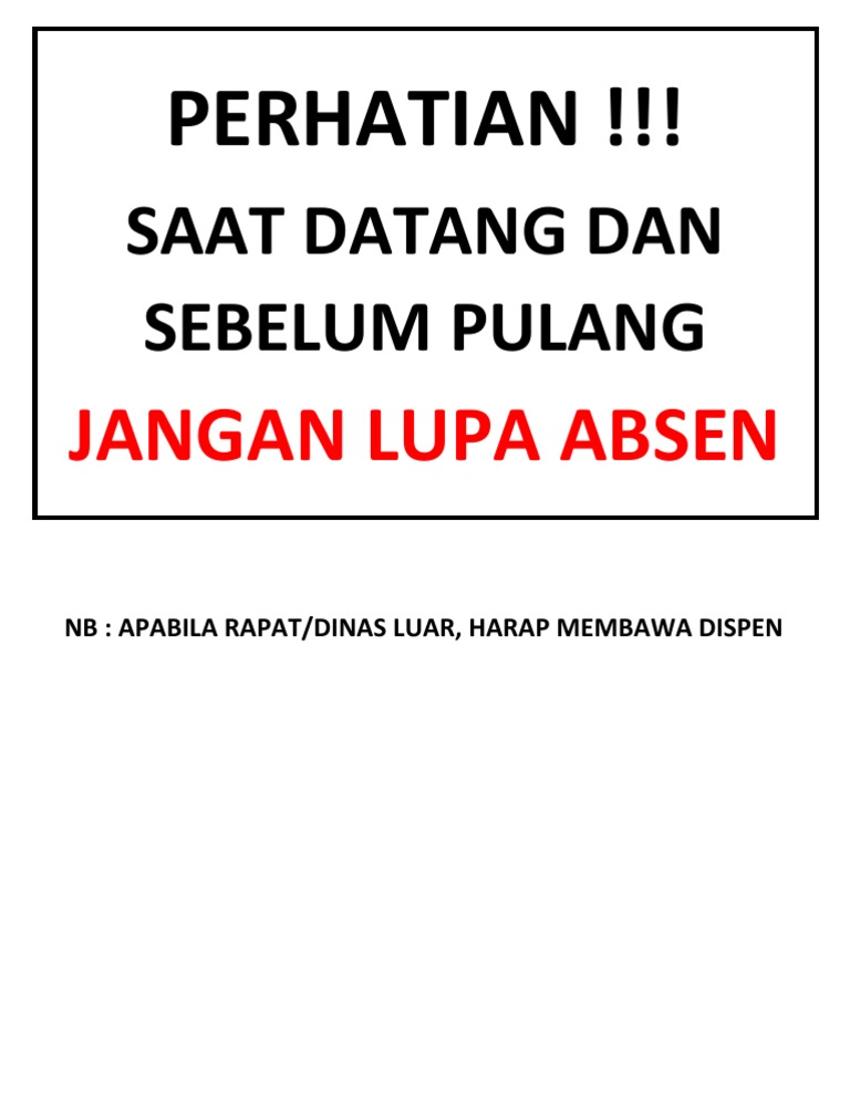 Jangan Lupa Absen | PDF