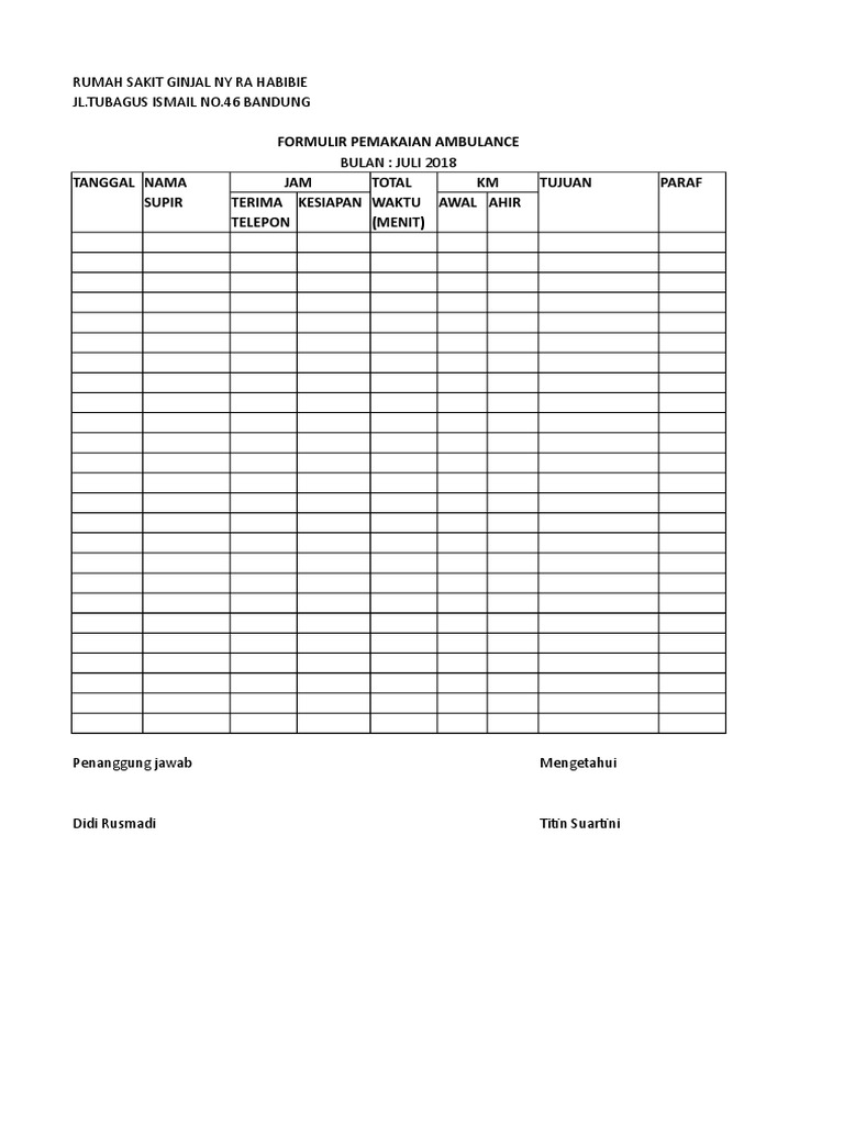 Form Ambulance | PDF