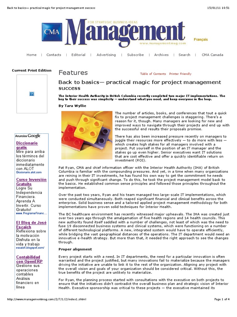 Back To Basics - Practical Magic For Project Management Success | PDF ...