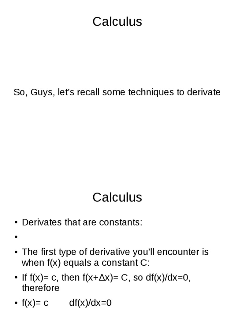Derivates From Calculus | PDF