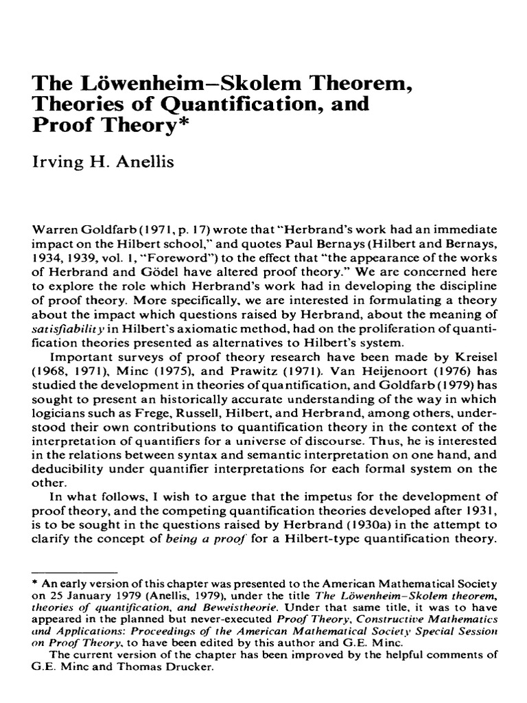 Annelis 1991 The Lowenheim Skolem Theorem Theories of Quantification ...