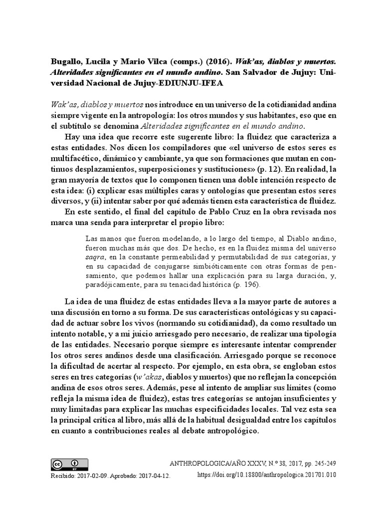 Alteridades en el Mundo Andino: Wak’as y Diablos | PDF | Diablo | Mente
