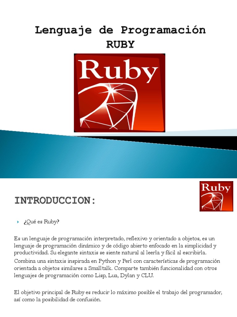 Lenguaje de Programación RUBY | PDF | Ruby (lenguaje de programación ...