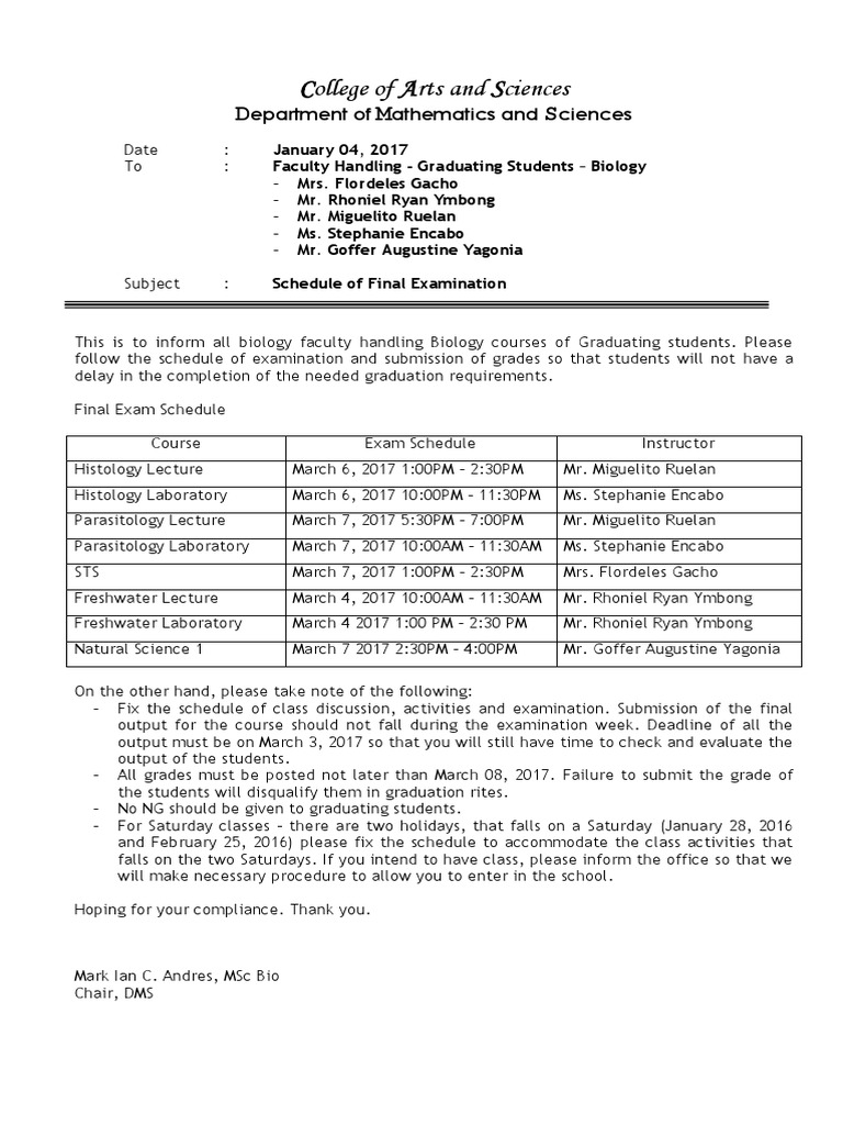 Graduating Memo | PDF | Graduate School | Test (Assessment)