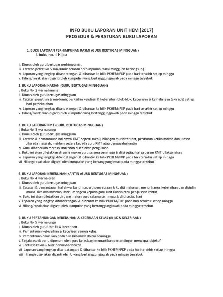 Info Buku Laporan Unit Hem | PDF