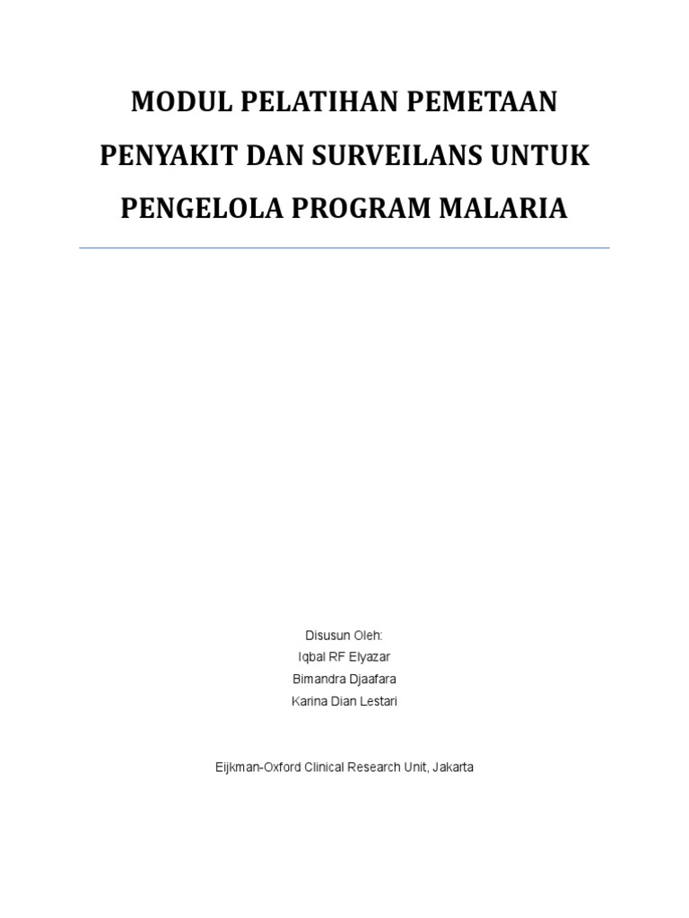 Modul Pelatihan Pemetaan Program Malaria 20042017 - S | PDF