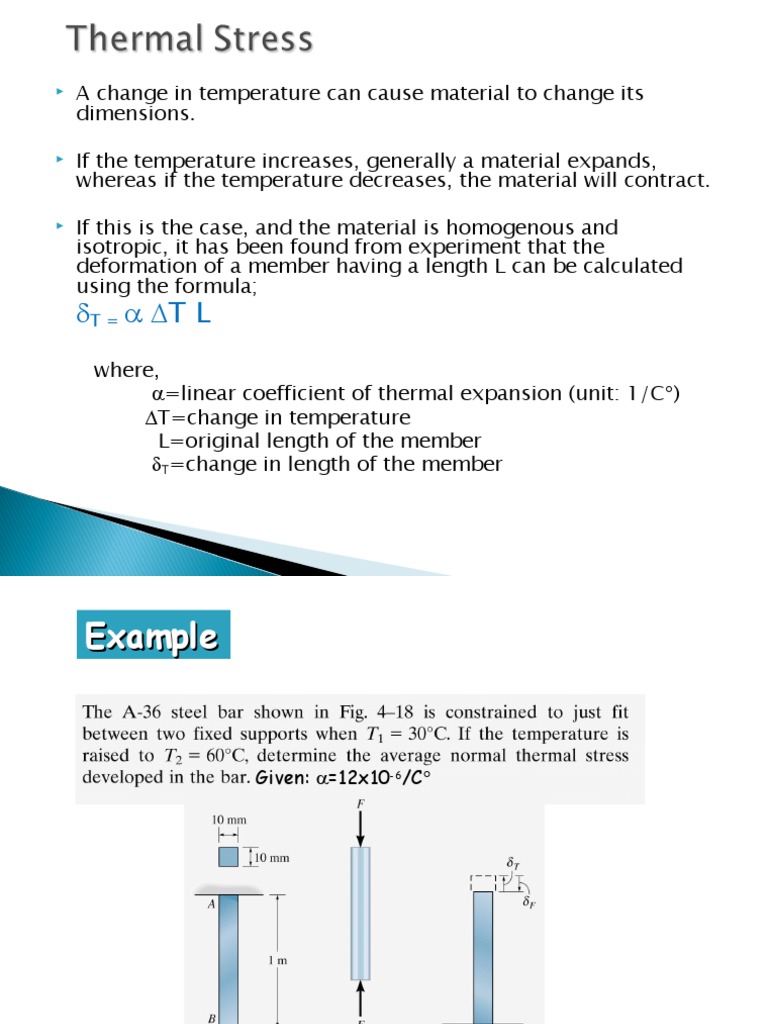 Thermal Stress and Strain Formulas | PDF | Temperature | Thermal Expansion