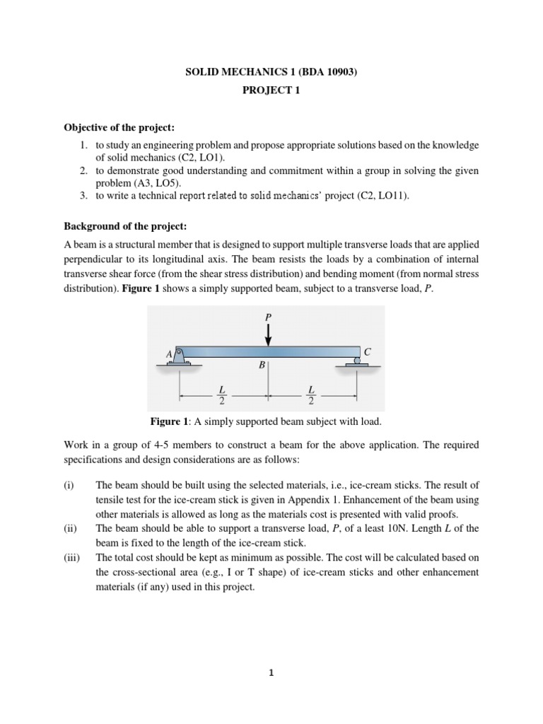 Beam Design Project in Solid Mechanics | PDF | Beam (Structure) | Bending
