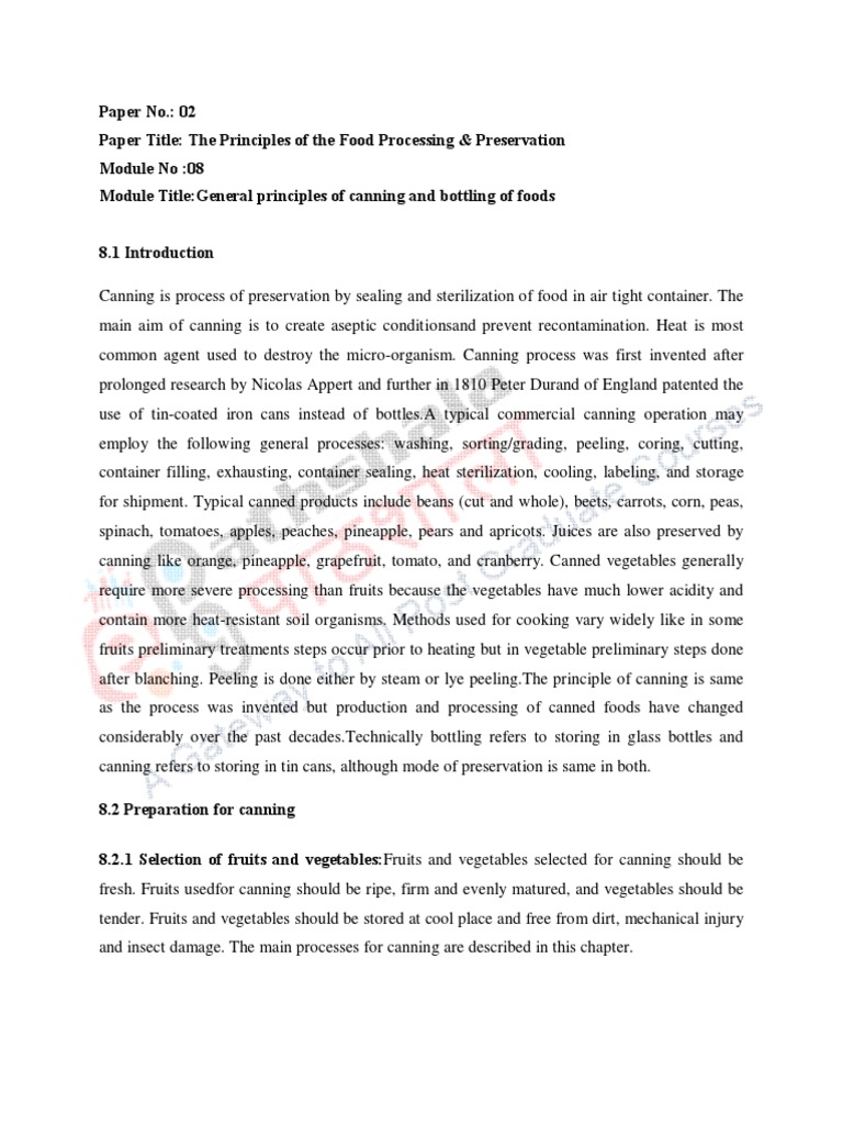 Principles of Canning and Bottling Foods | PDF | Food Preservation ...