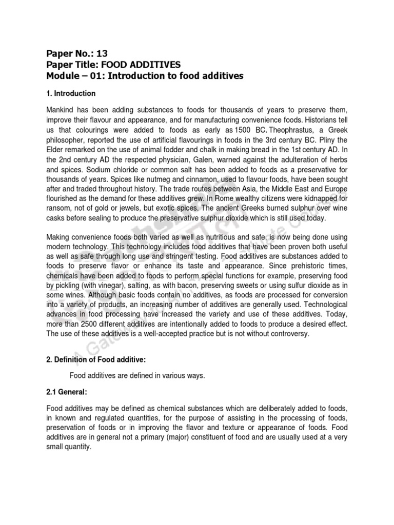 Introduction To Food Additives | PDF | Flavor | Foods