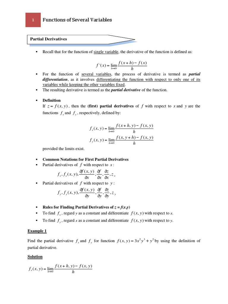 Lecture Notes (Chapter 1.3 Partial Derivative) | PDF | Derivative ...