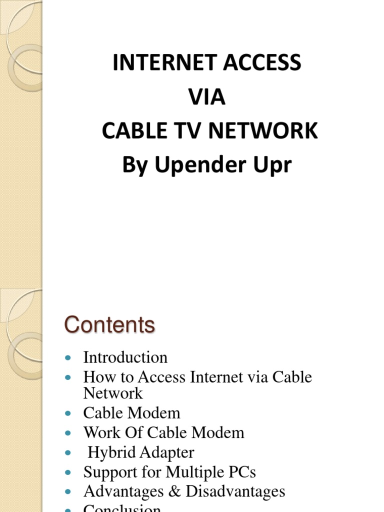 Internet Access via Cable TV Network | PDF | Internet Access | Cable ...