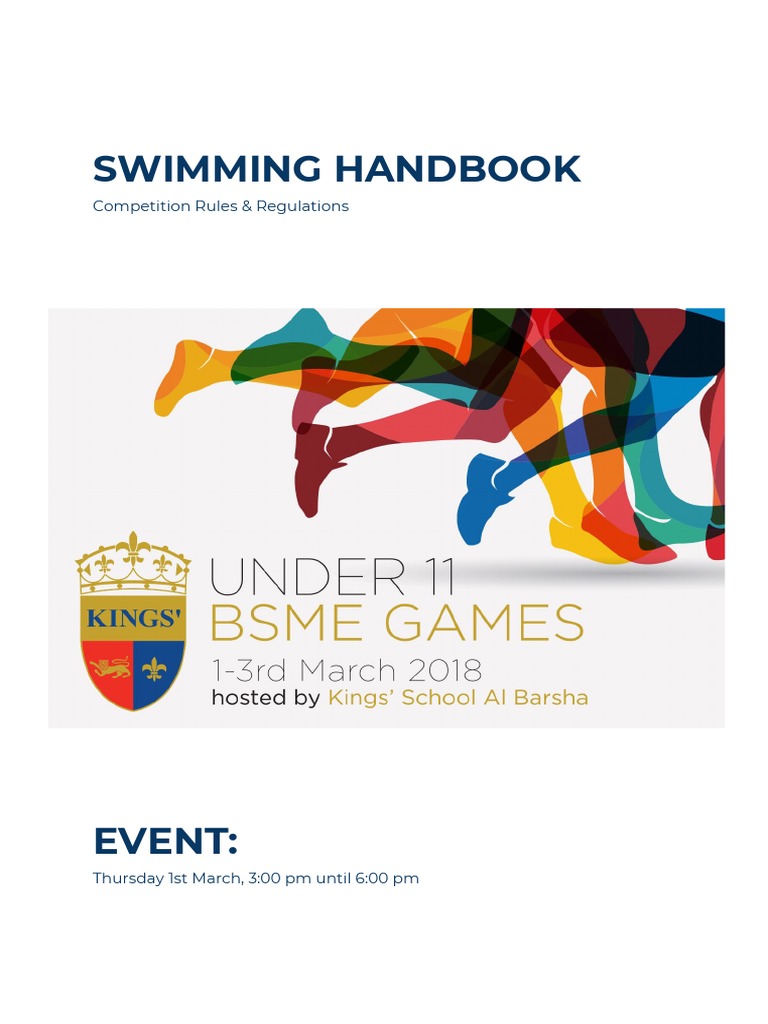 Bsme Swimming Handbook 2018 | PDF | Swimming (Sport) | Individual Sports