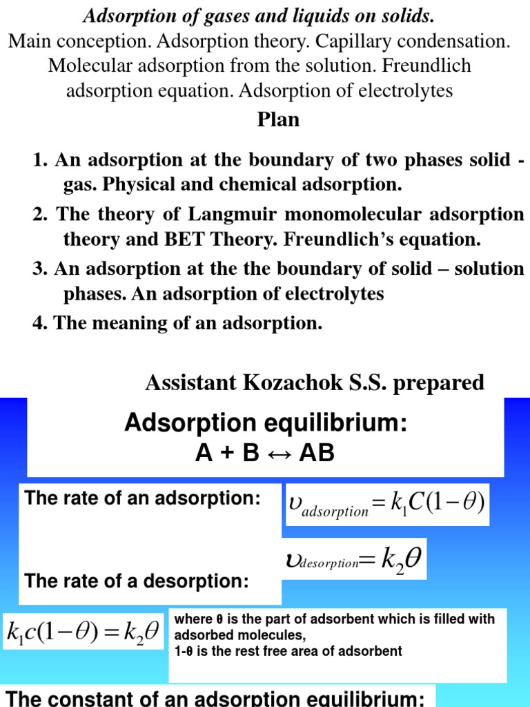 Lecture 03. Adsorption of Gases and Liquids On Solids | PDF ...