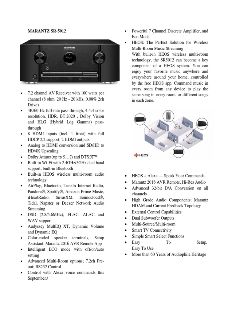 Marantz SR-5012 | PDF | Hdmi | Electrical Engineering