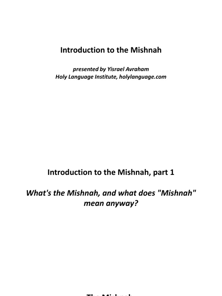 Mishnah Intro Powerpoint | PDF | Torah | Talmud