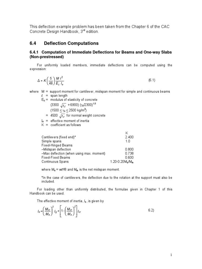 CSA A23.3 Deflections | PDF | Beam (Structure) | Civil Engineering