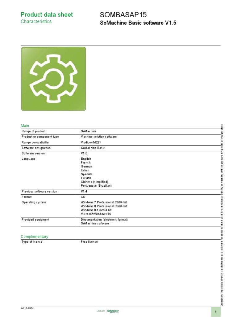 Datasheet SoMachine Basic Software V1.5 | PDF