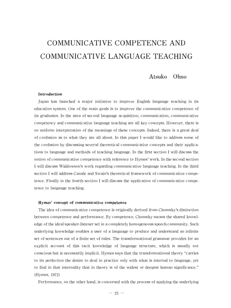 Communicative Competence and Communicative Language Teaching | PDF ...