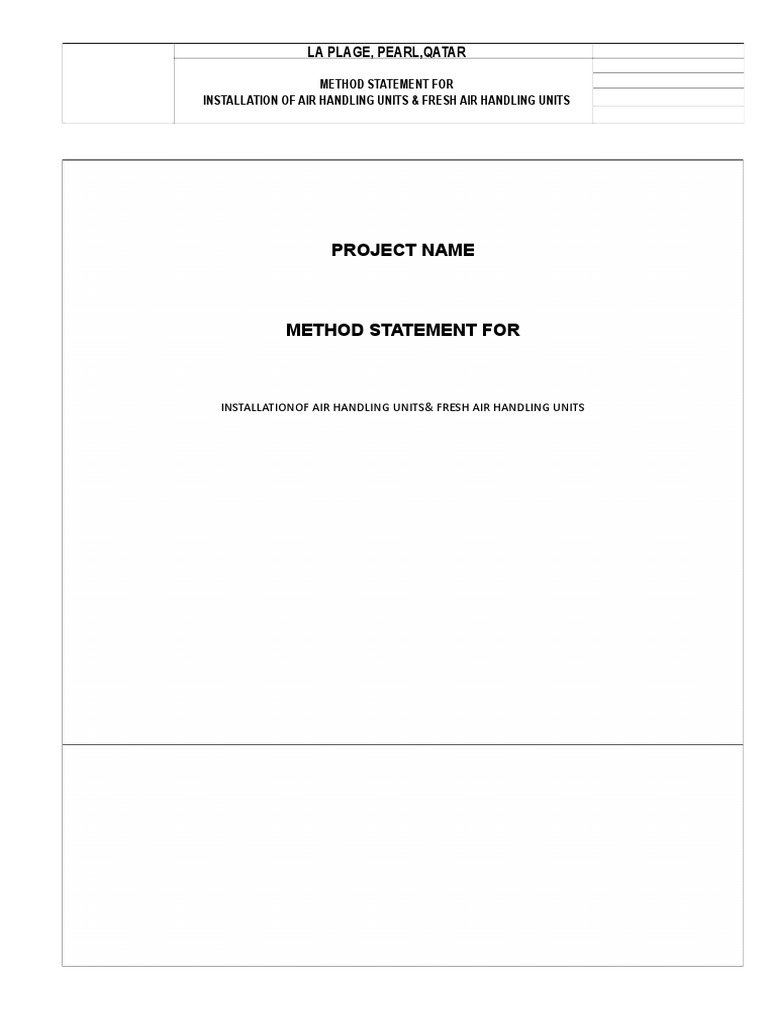 Method Statement For Installation Of Ahu Fahu Pdf Duct Flow
