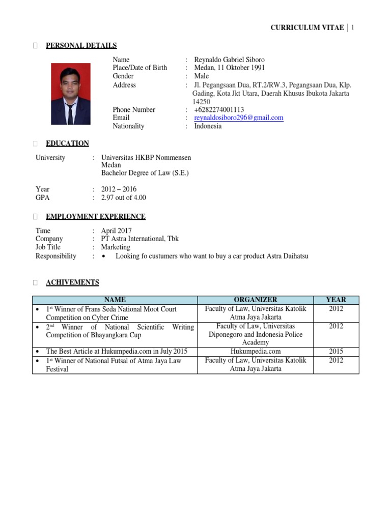 Curriculum Vitae Reynaldo Gabriel Baru | PDF | Violence