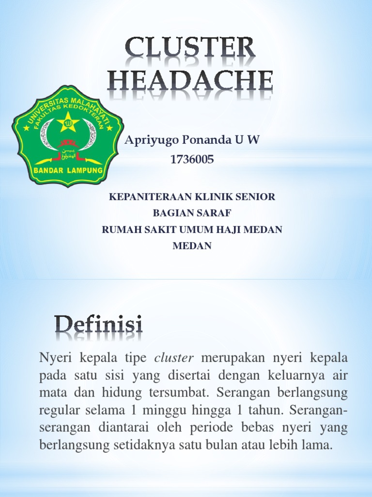 Cluster Headache PPT Cici | PDF