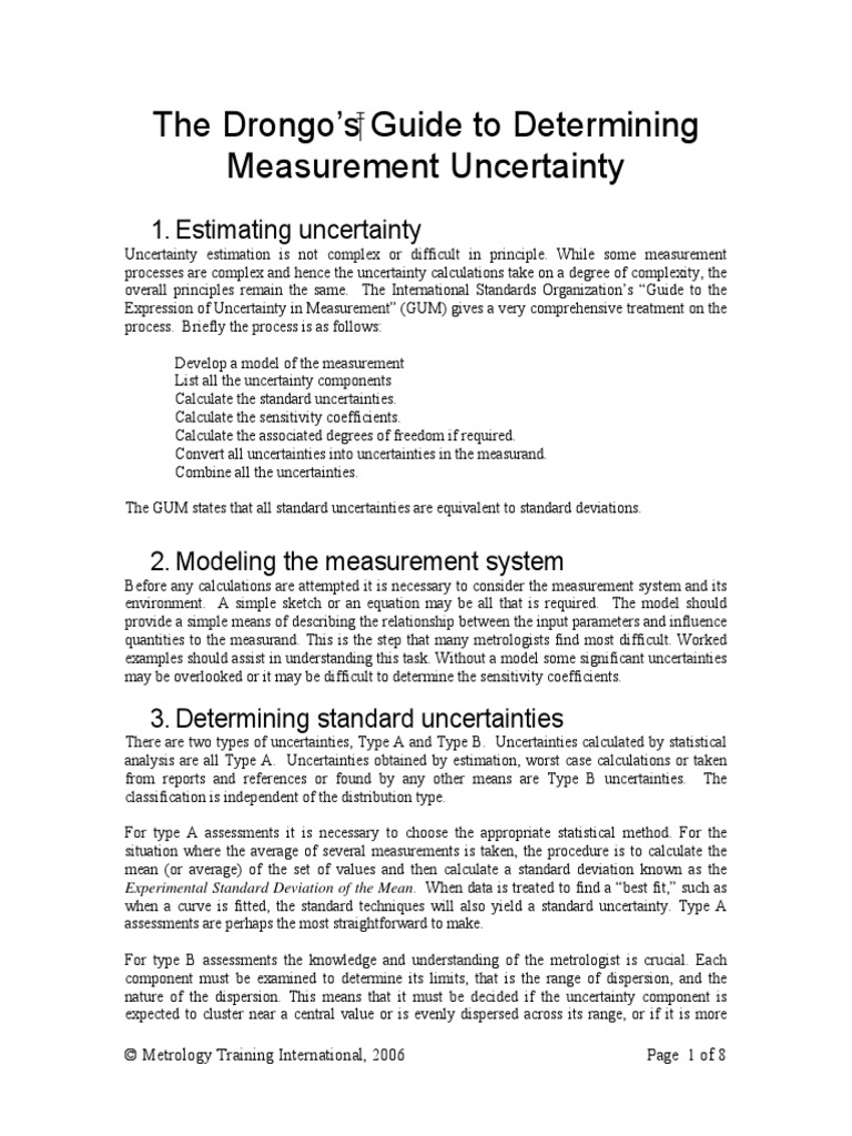 The Drongo's Guide To Uncertainty | PDF | Uncertainty | Sensitivity Analysis