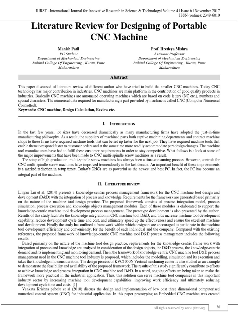 Literature Review on Portable CNC Design | PDF | Embedded System ...