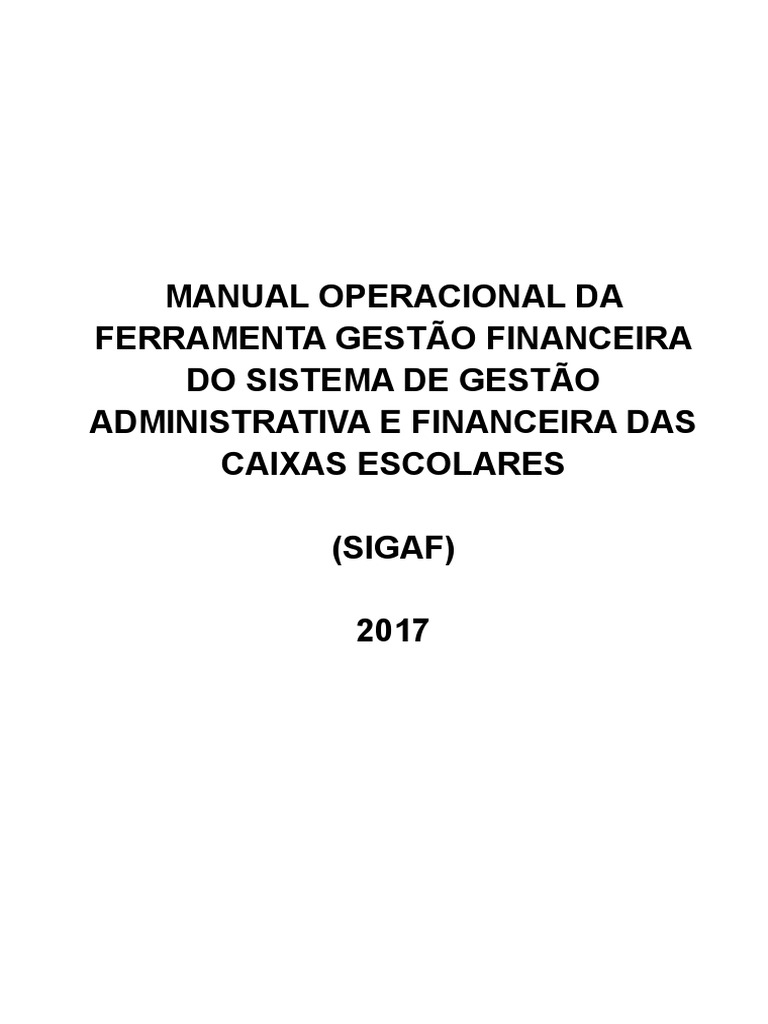 Manual Operacional do SIGAF 2017 | PDF | Cheque (banco) | Conta de ...