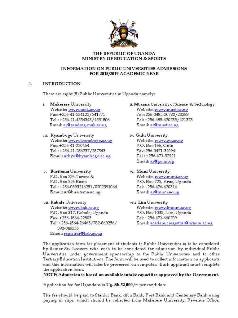 Makerere University Entry Cutoff Points 2018-19 | PDF | University And ...