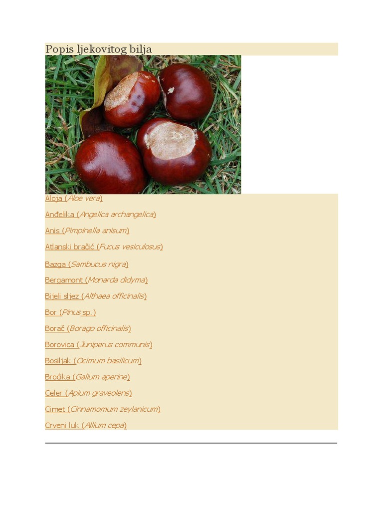 Popis Ljekovitog Bilja | PDF