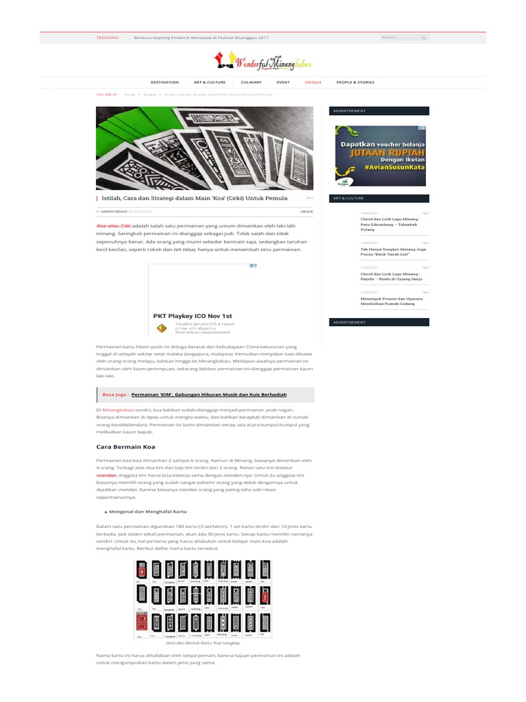 Istilah - Cara Dan Strategi Dalam Main 'Koa' (Ceki) Untuk Pemula ...