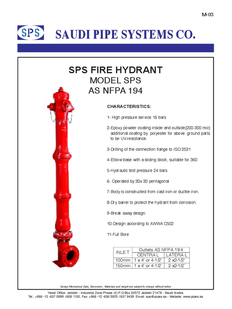 Sps Fire Hydrant As Nfpa 194 | Firefighting