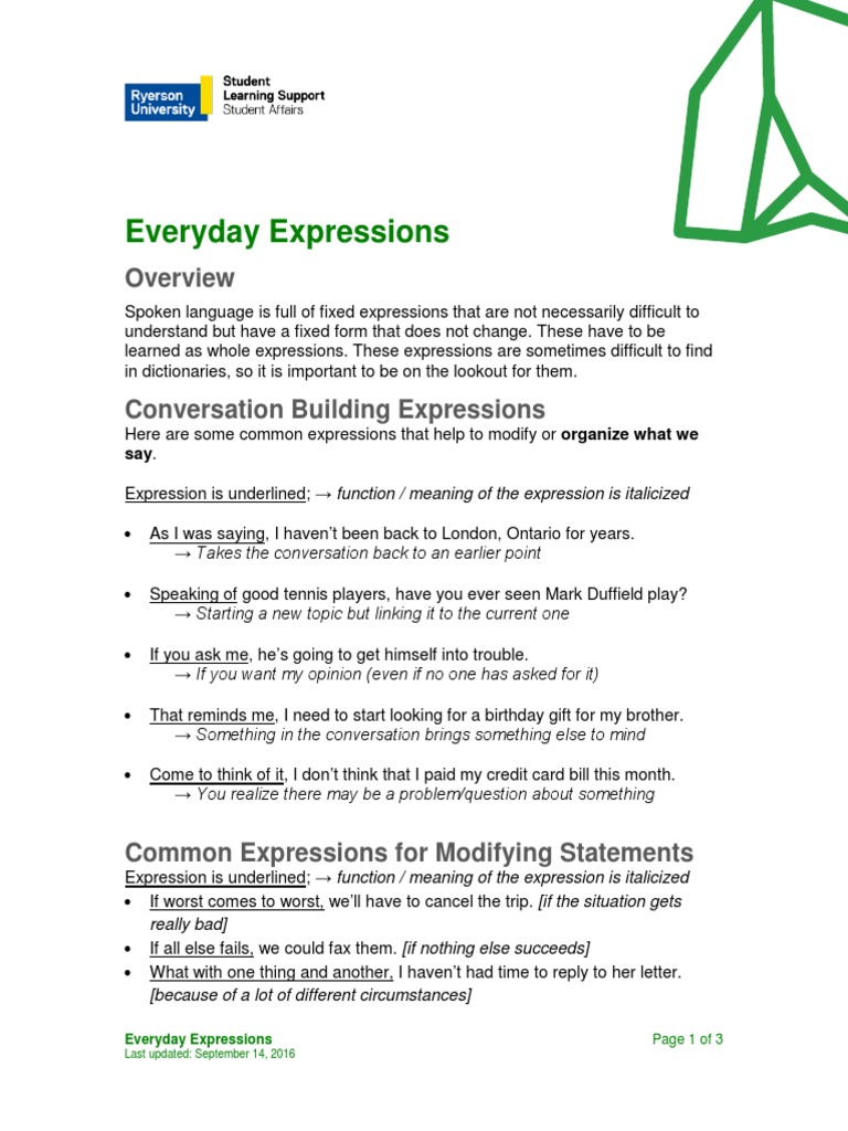 Common Everyday Expressions Explained | PDF | Career & Growth