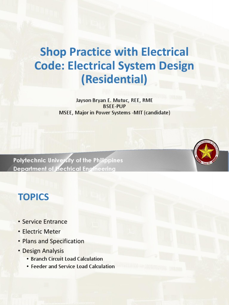 Lecture 11 Electrical System Design Residential PDF | PDF | Electrical ...